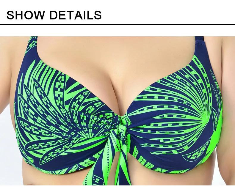HZYEYO пуш-ап плюс размер бикини большого размера Набор 2XL до 6XL жир женский купальный костюм ...