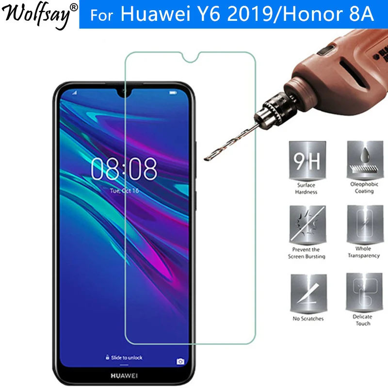 Vidrio templado para Huawei Y6 2019, Protector de pantalla para Honor 8A, JAT LX1 de vidrio ...