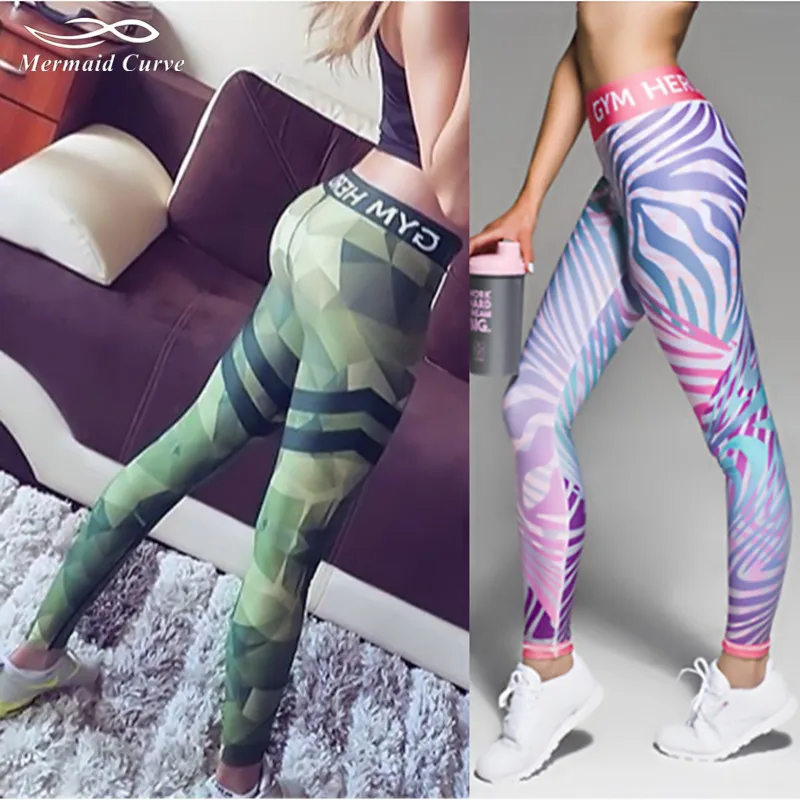Buy Mermaid Curve Fitness Leggings Women Workout Gym Hero Print Yoga Pants