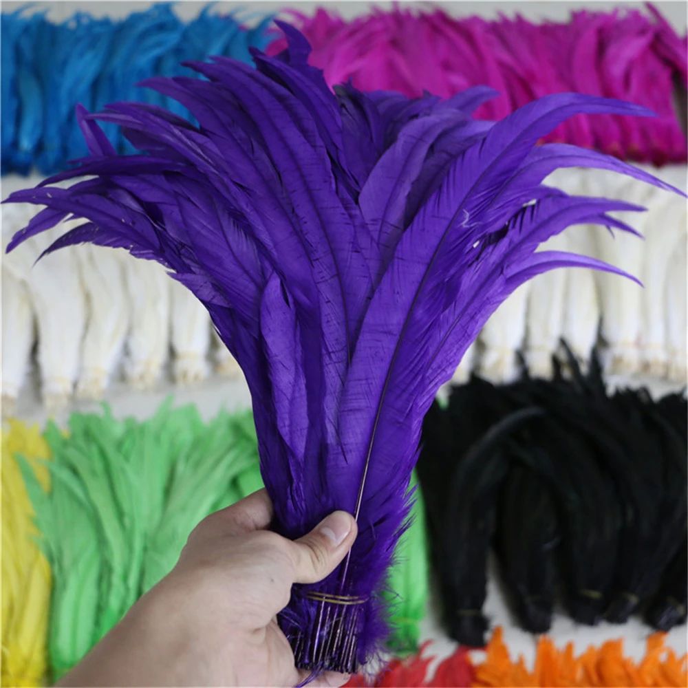 chicken feather 10pieces/lot nature rooster feathers dyed guinea hen ...