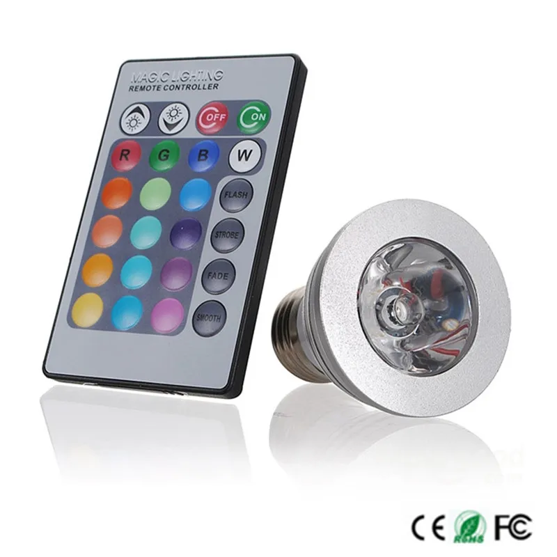 3W RGB LED Spotlight E27 16 Colors LED Light Bulb Lamp AC85 265V ...