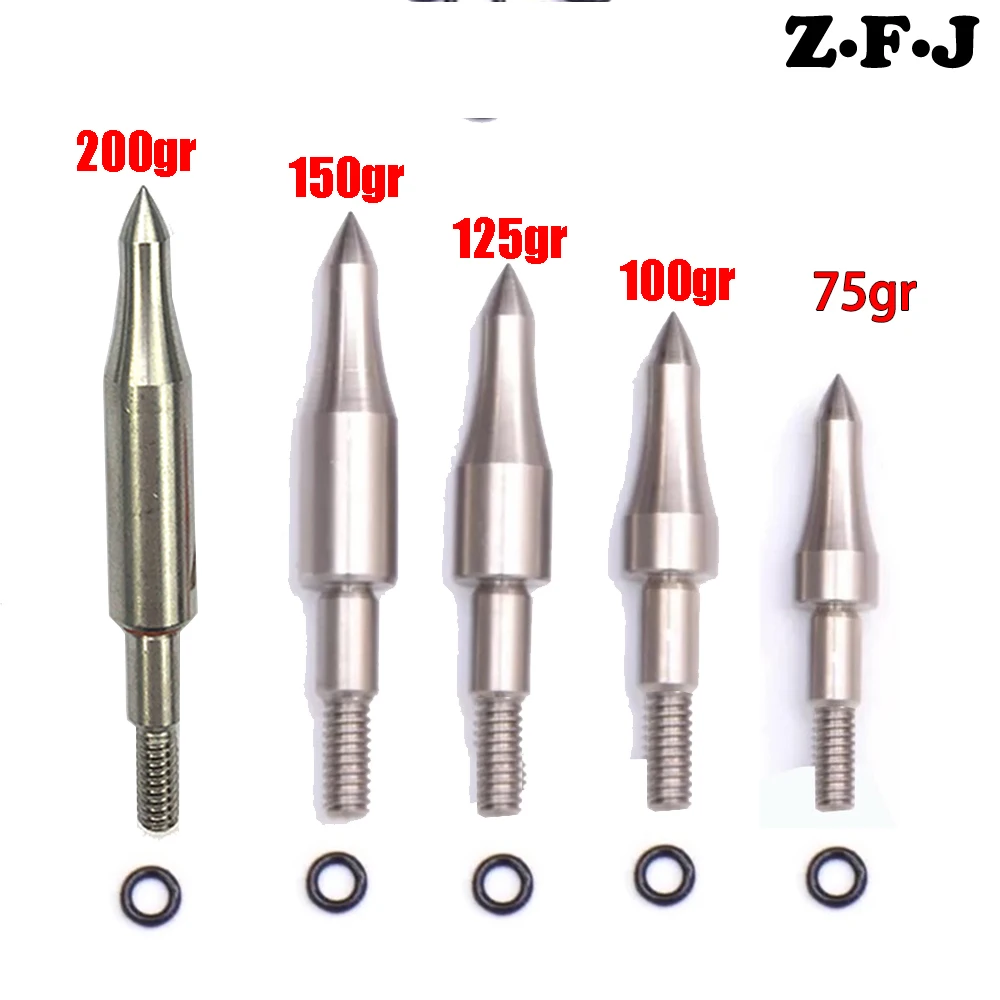 Stainless Steel Arrow Point Tips 75 100 125 150 200 Grain For ID 6.2mm ...