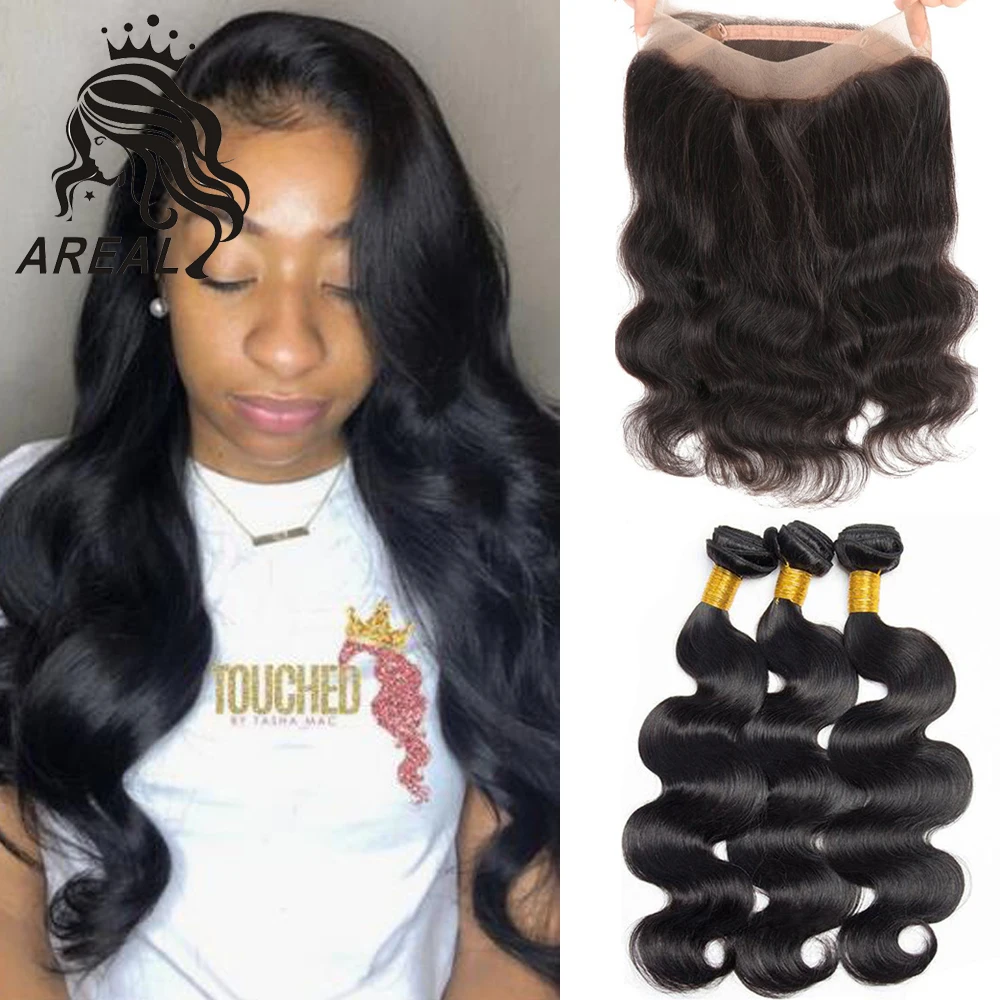 Pre Plucked 360 Lace Frontal Closure With Bundle Body Wave Virgin Human ...
