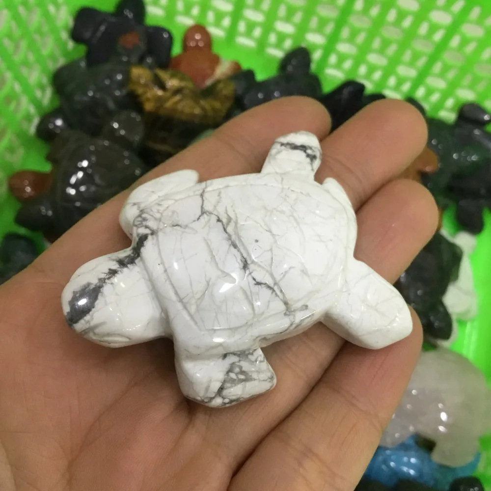 Natural white turquoise stone tortoise carvings howlite crystal turtle ...