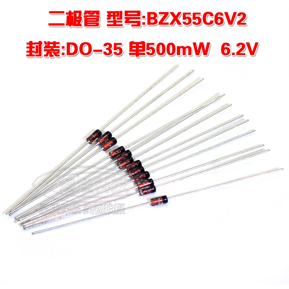 BZX55C6V2 D0-35 6.2V 0.5W 1/2W Zener Diode 6V2 Single 500mW Straight