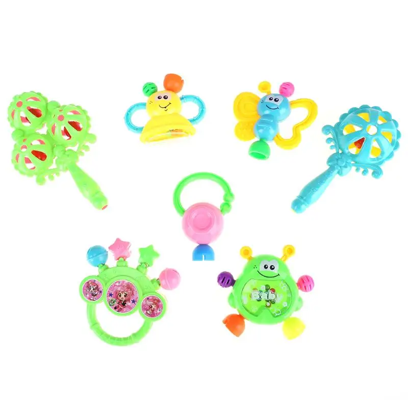 7pcs/set Plastic Baby Rattles Toys Hand Ring Jingle Shaking Bell ...