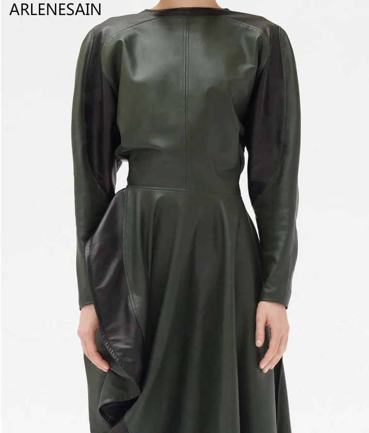 Arlenesain-vestido-largo-personalizado-de-piel-aut-ntica-para-mujer ...