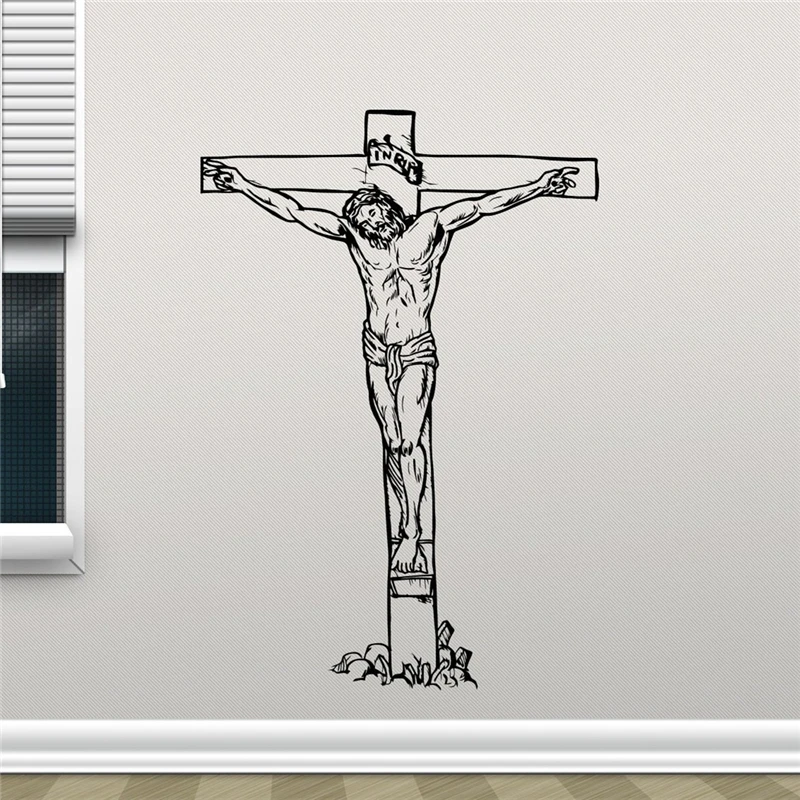 Jesus Christ On Cross Wall Decal Crucifixion Christian Religion Vinyl ...