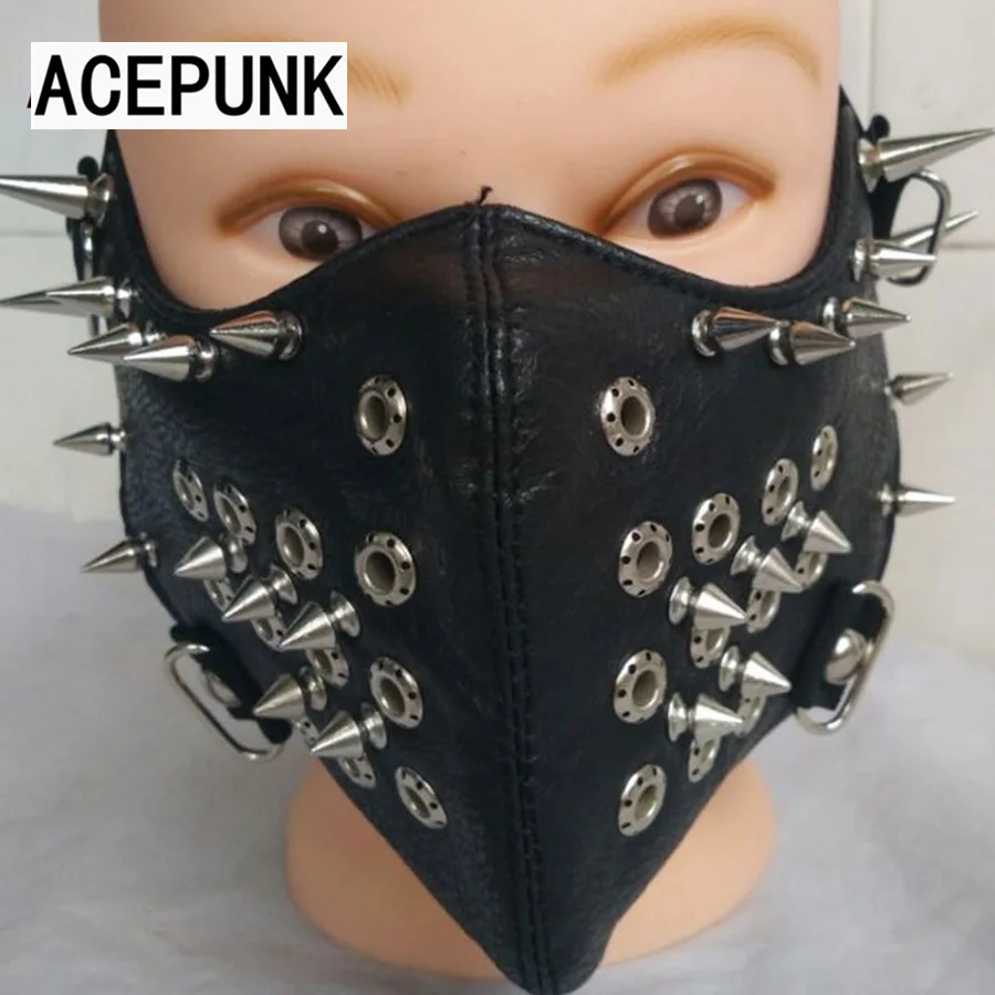 Aliexpress.com : Buy Motorcycle Half Face Studded Mask Punk Silver ...
