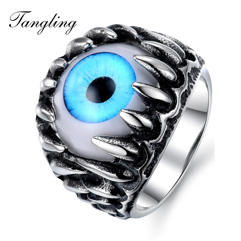 Titanium Stainless Steel Evil Eye Rings For Male Jewelry Fashion Men ...