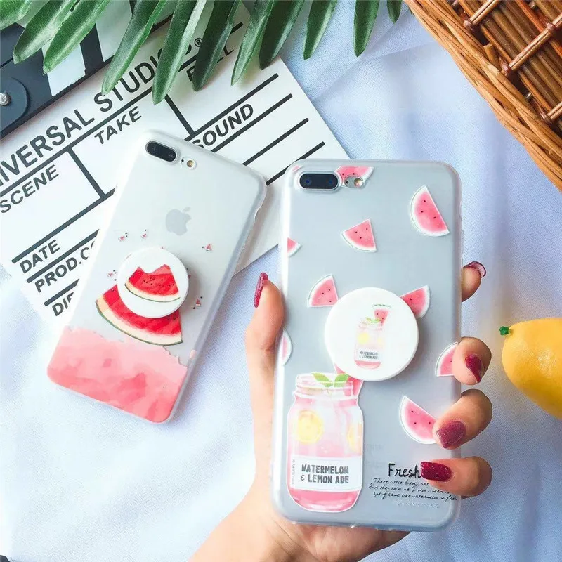 ROHDEA Watermelon Soft Case for iphone6 7 8 Plus with Finger Ring ...