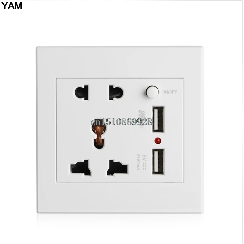 2.1a Dual Usb Wall Socket Charger Ac/dc Power Adapter Plug Outlet Panel ...