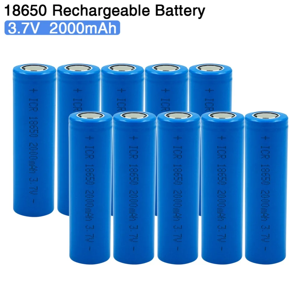 Batería recargable de iones de litio para linterna, 3,7 V, 2000mAh, 2,0 Ah, ICR18650|lithium ...