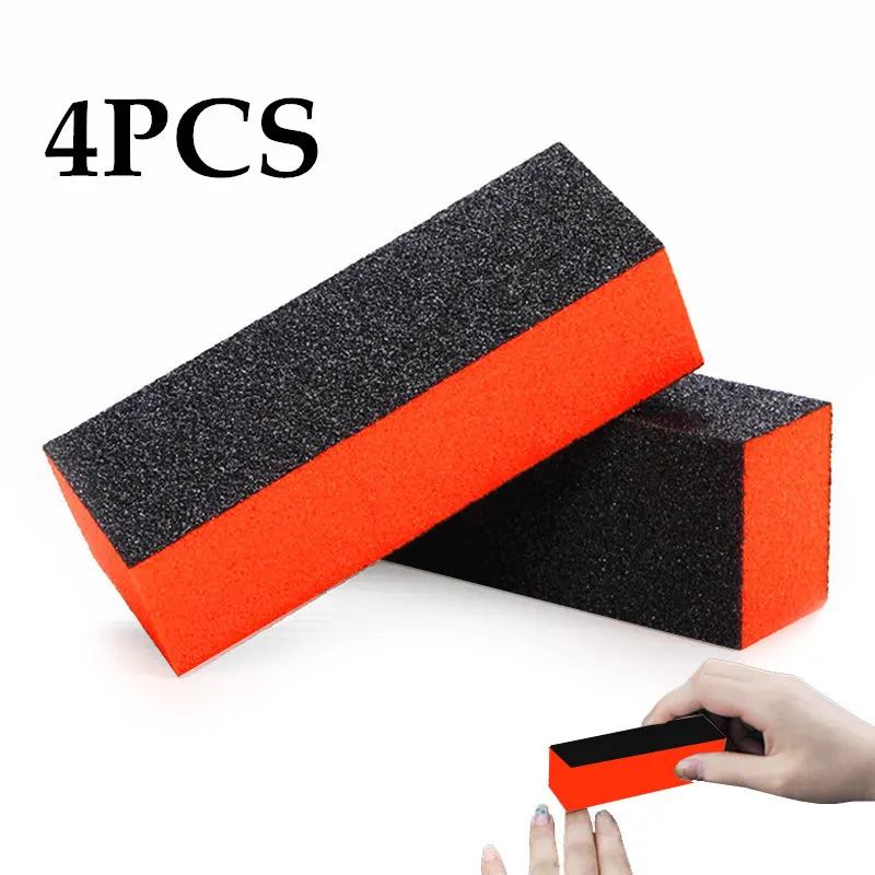 4PCS Black Brick Shaped Nail Polishing Tool Manicure Buffing Sand ...