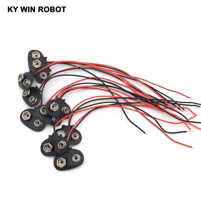 5PCS Experimental 9V Battery Snap Power Cable to DC 9V Clip Male Line ...