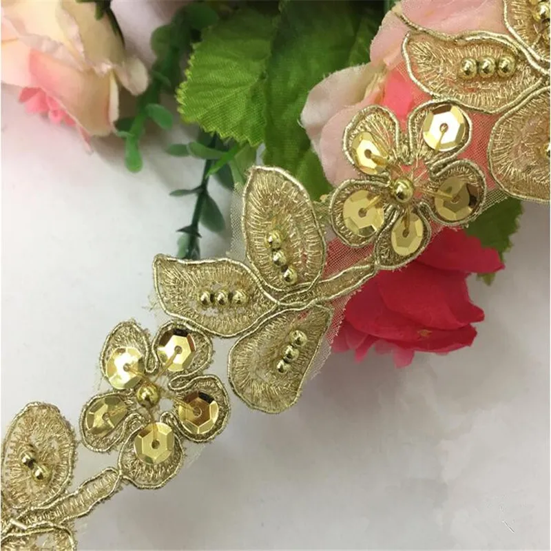5Yds-Gold-beaded-Cording-Wedding-Cording-Lace-beads-Flower-Venise-Lace ...