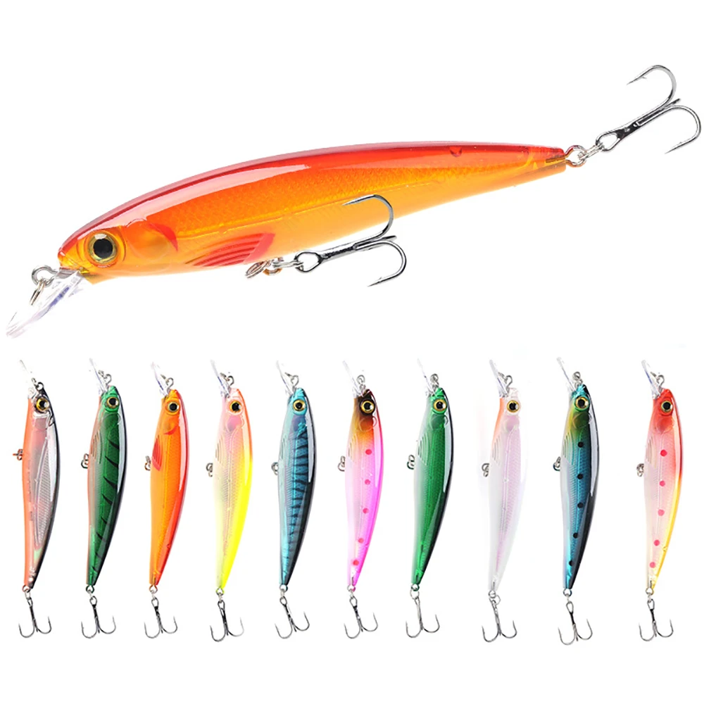 10pcs Set Floating Minnow Fishing Lure Hard Artificial Crank Baits 3d Eyes 11cm 13.6g Wobblers ...