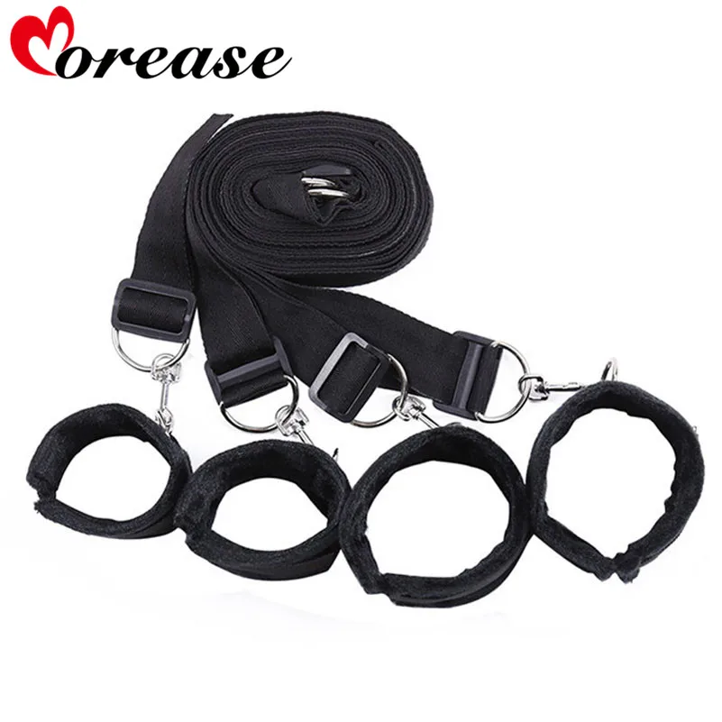 Morease bdsm 속박 밧줄 침대 구속 도구 수갑 발목 수갑 에로틱 한 섹스 토이 커플 여성 성인 게임 하네스|성인 게임 ...