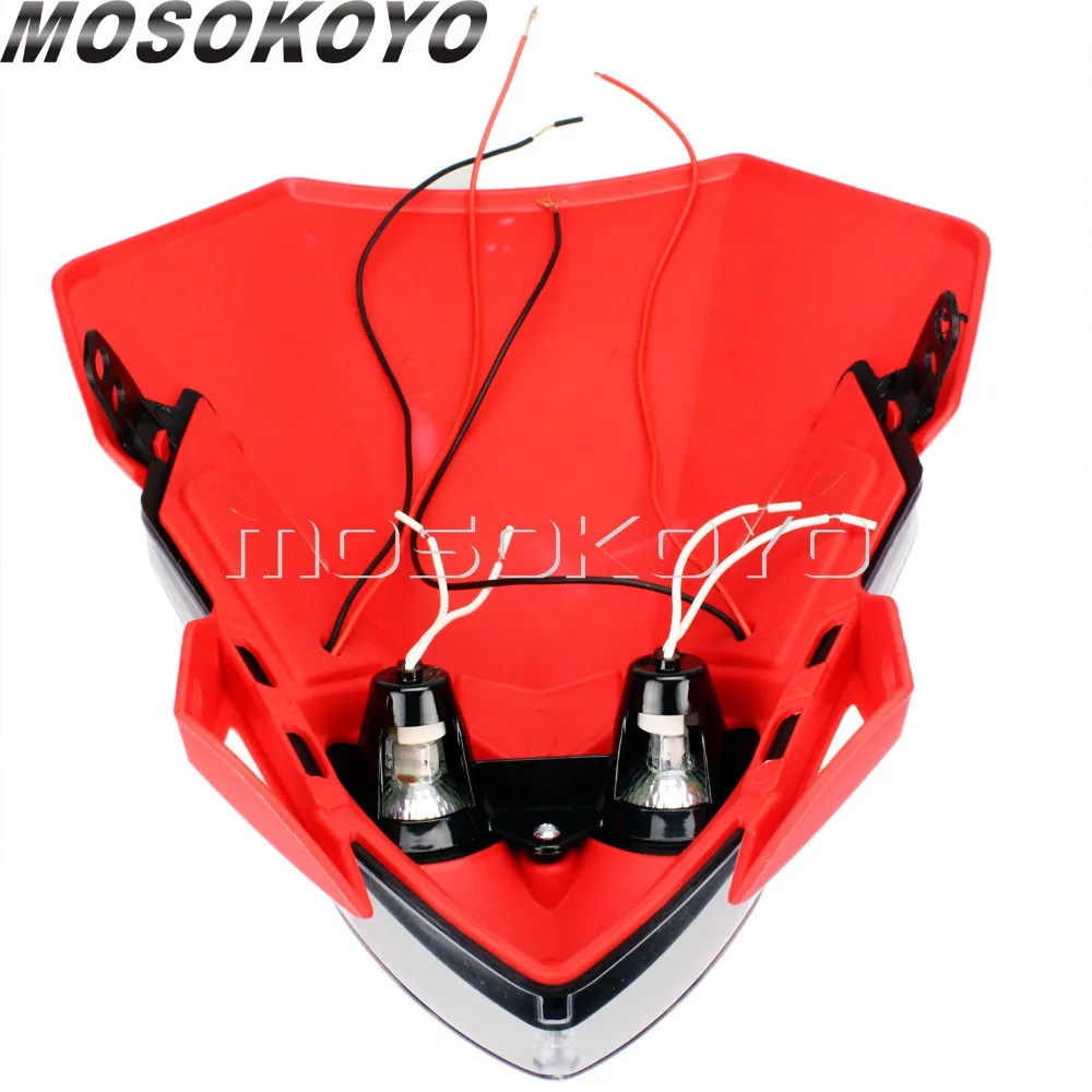 Red Dual Sport Motocross Street Fighter Headlight LED Side Indicator ...