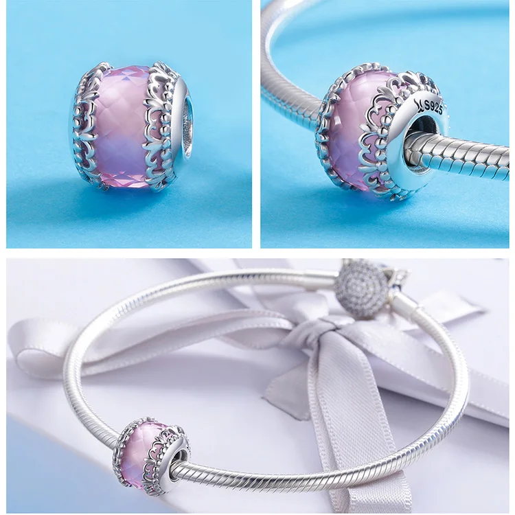 WOSTU Charms Femme Rose Flare Cristal Pour Bracelets de Pandora ou d ...