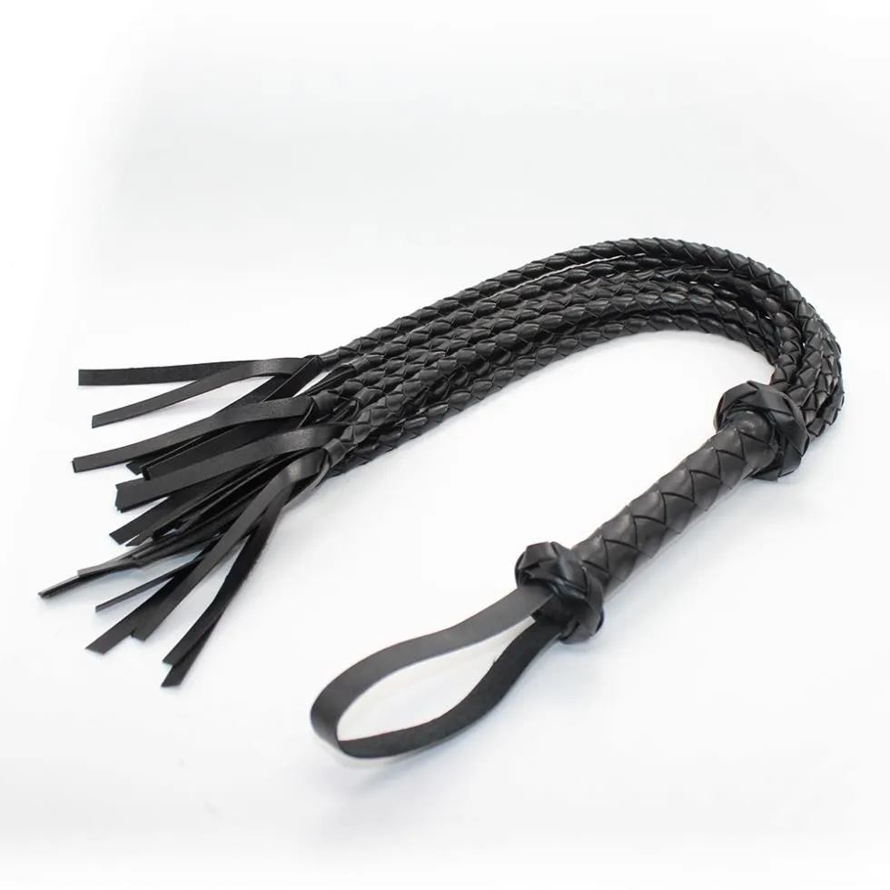 Hot Sale Black Pu Leather Riding Crop Bdsm Bondage Many Lines Whip Top
