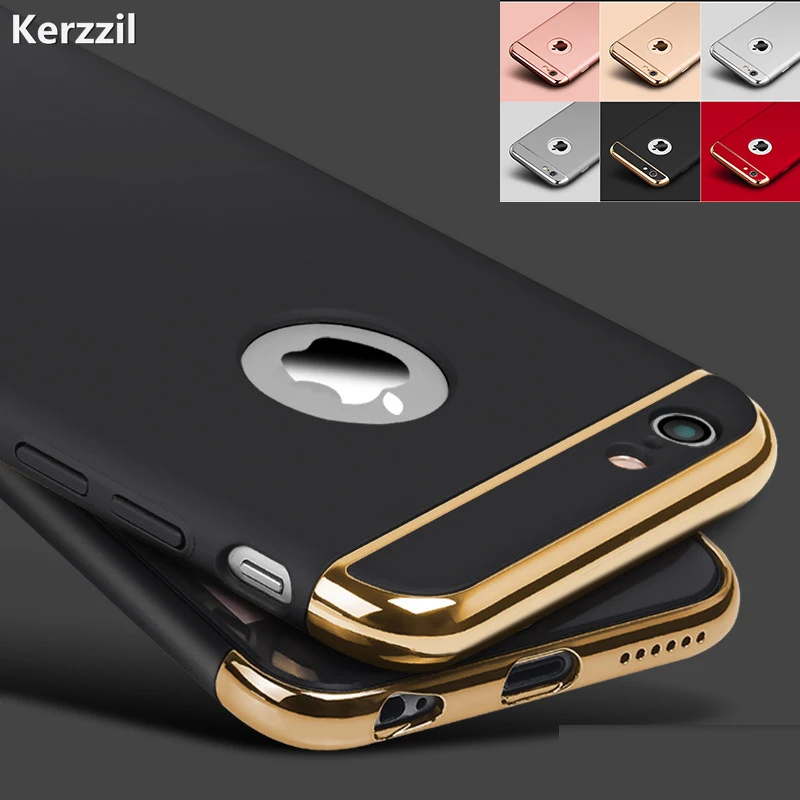 New 3 in 1 For iPhone 7 & 7 Plus Hard Gold Funda Phone Case for iPhone ...