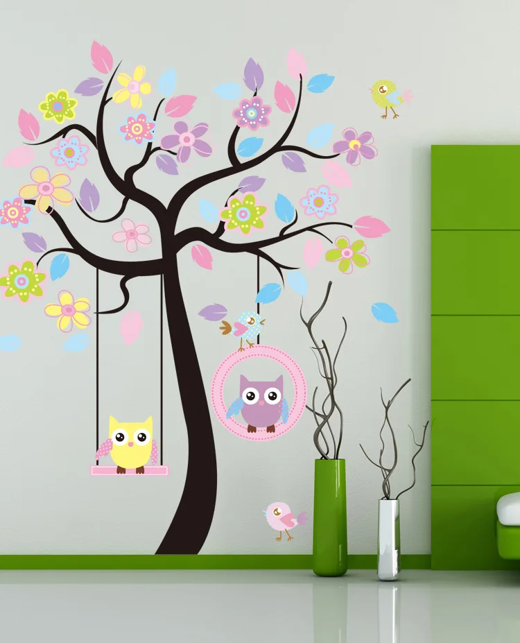 Decorative Owl Bird Tree Wall Sticker For Kids Living Rooms Children ...