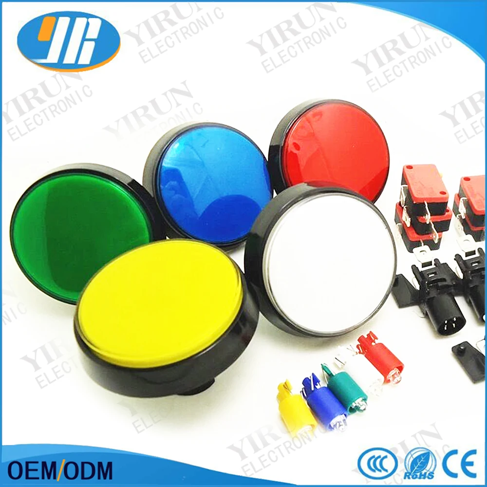 5pcs 12V Illuminated button Red Blue White Green Yellow LED Light Lamp ...