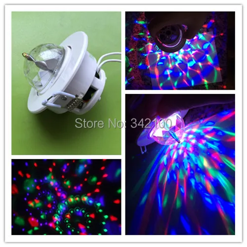 Full Color Ceiling Stage light 3W RGB LED Voice activated Rotating ...