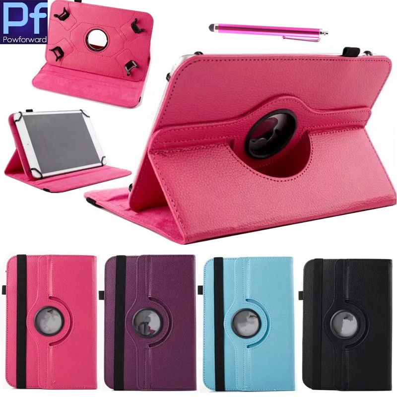 Funda Universal para tableta de 7 pulgadas, Funda de cuero PU con soporte y bolígrafo, rotación ...