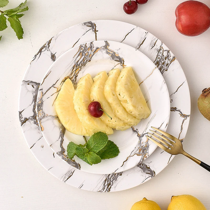 Creative Marble Pattern Ceramic Porcelain Spaghetti Plate Western Food ...