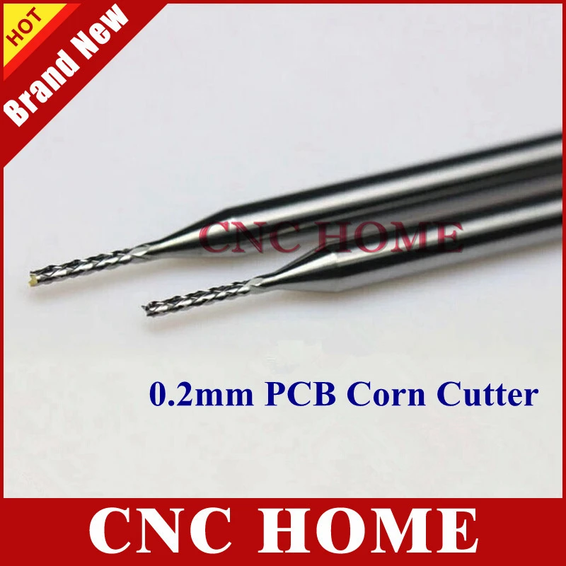 5pcs 0.2mm Carbide PCB Milling Cutter Corn Teeth End Mill Micro CNC ...