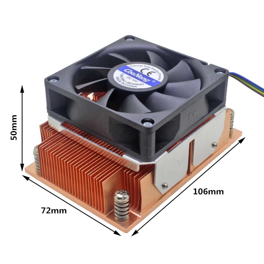 2U Server CPU Cooler Copper Heatsink Radiator Cooling Fan For Intel LGA ...