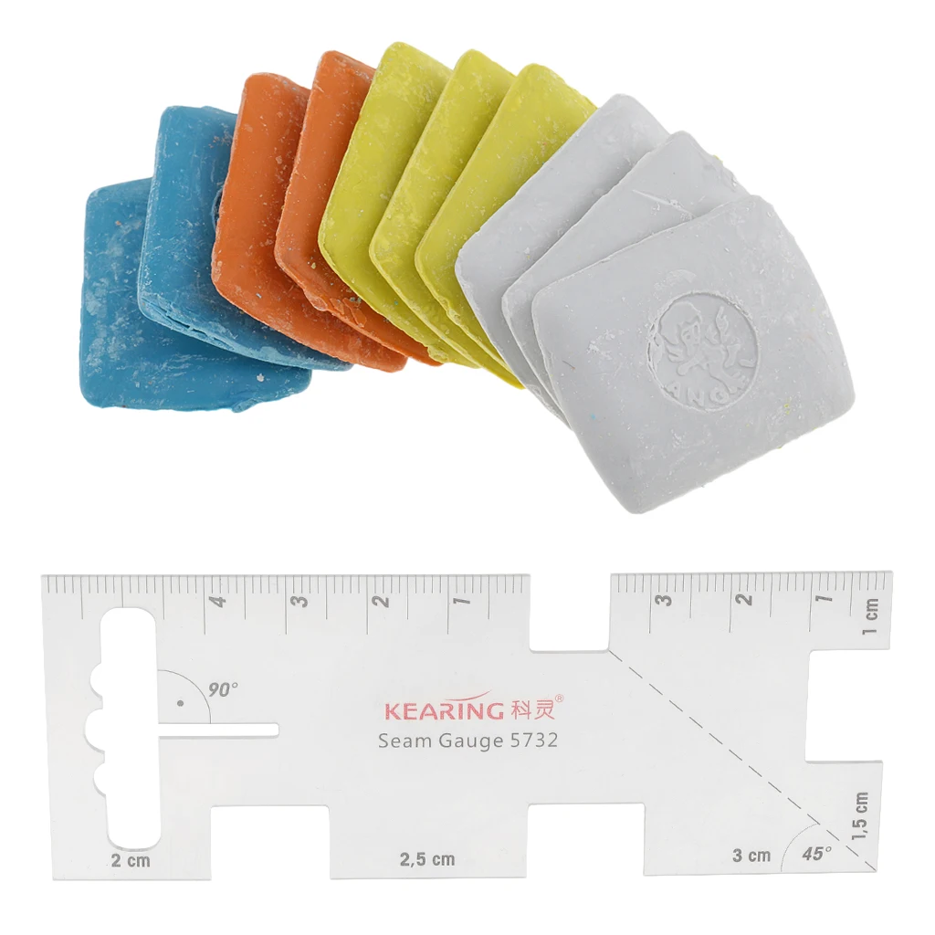 Assorted Plastic Seam Gauge Ruler And Tailor's Chalk For Diy Sewing ...