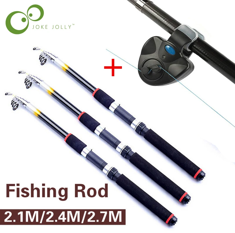 Telescopic Fishing Rod Pole Glass Fiber Sea Rod + Electronic Wireless ...