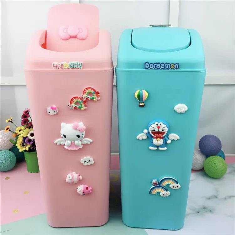 Hello Kitty Cartoon Lid Rolling And Pressing Type Plastic Trash Bin ...