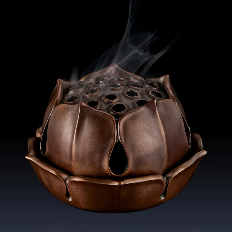 Chinese copper bronze statue incenses fengshui Lotus incense burner ...