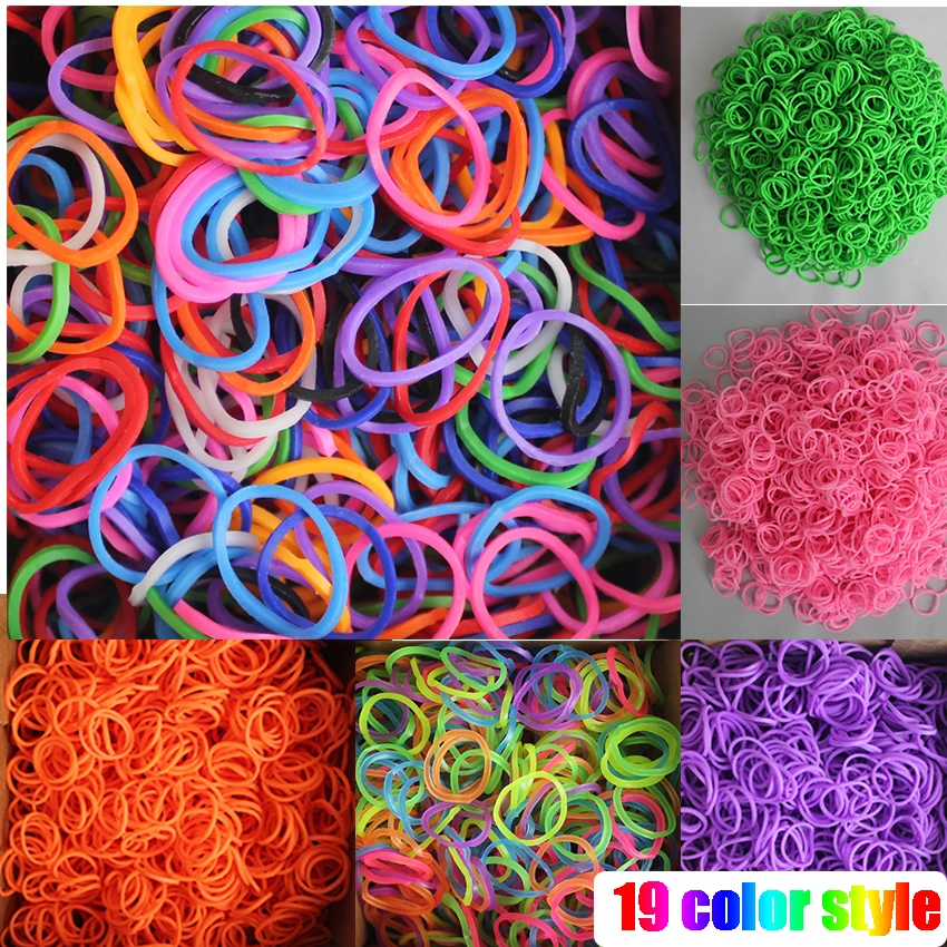 Factory Hot Loom Bands 600 Opp 19 Color Loom Bands Kits Diy Looming ...