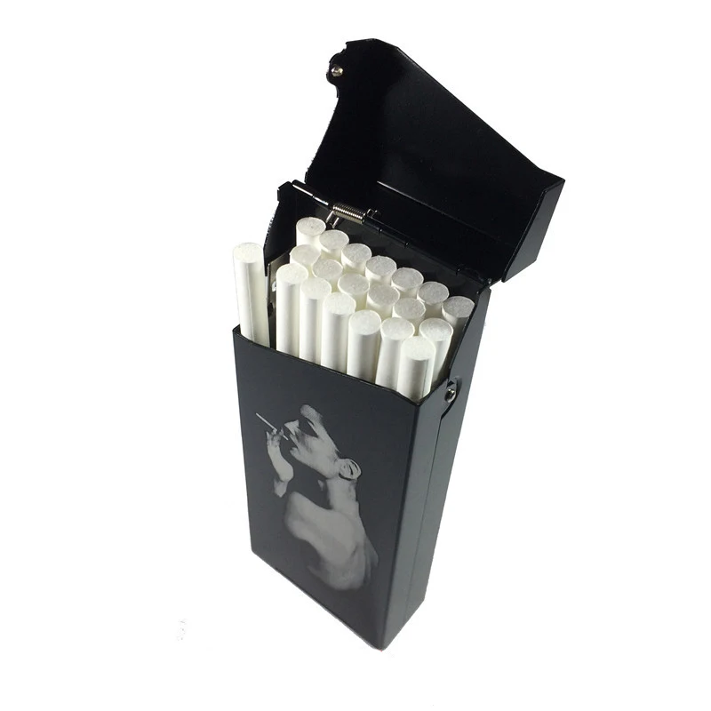 Female Smoking Lonely Girl 100mm Slim Cigarette Case Aluminium Alloy ...