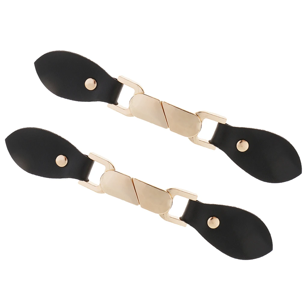 2 Pair Black PU Leather Metal Hook and Eye Toggle Buttons for Duffle ...