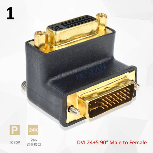 DVI 24+5 24+1 Elbow Connector, 90 270 Degree Right Angle DVI To DVI ...