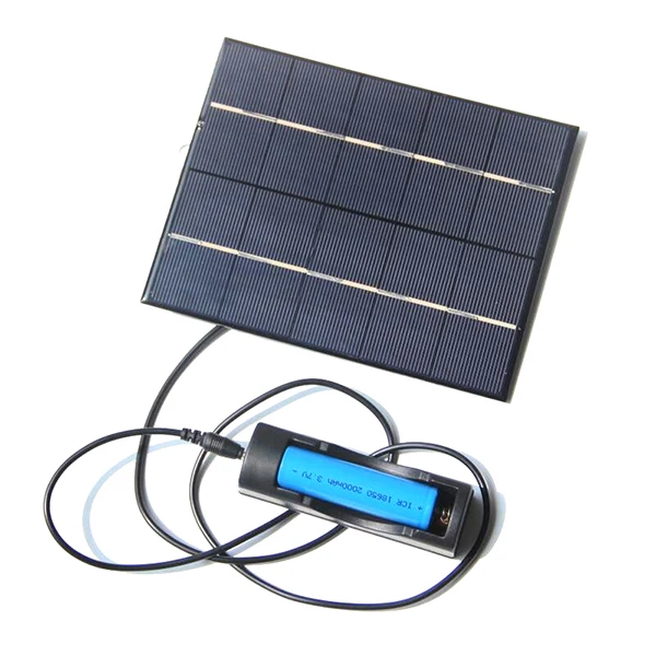 New 3.5W 5V Solar Panel With DC35MM Base For 18650 Rechargeable Battery ...