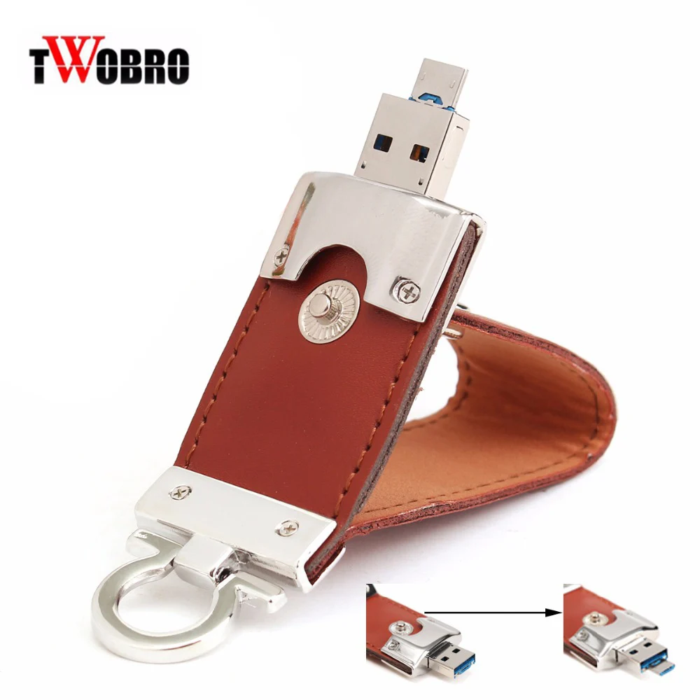 2 in 1 Leather USB OTG Flash Drive 64GB 32GB 16GB 8GB 4GB Dual Micro ...