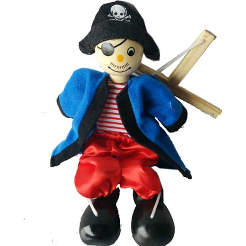 New Funny Toy Pull String Puppet Pirate Wooden Marionette Puppet Toy ...