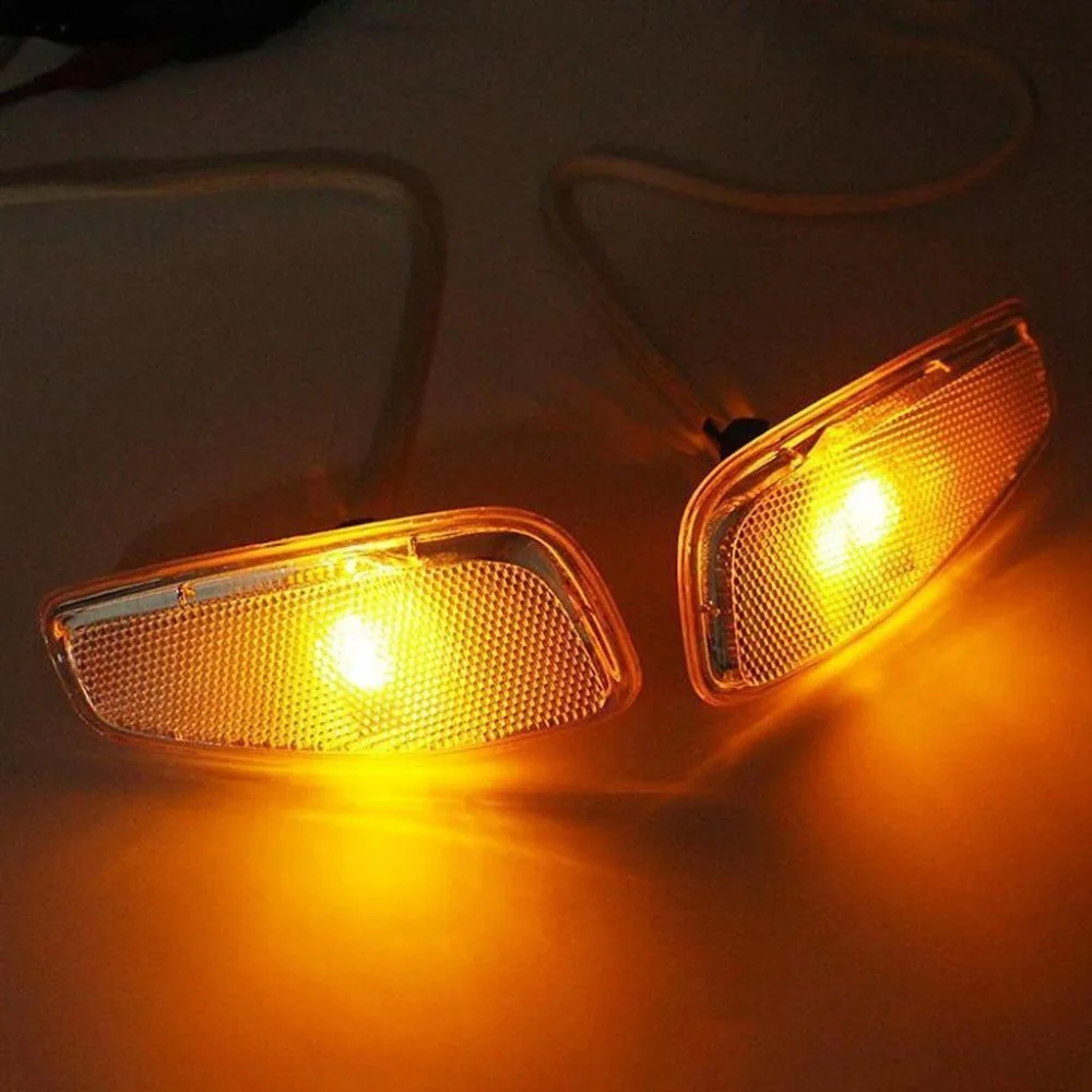 (2) Smoked Lens Amber Yellow LED Lights Side Marker Covers Lamps Update ...