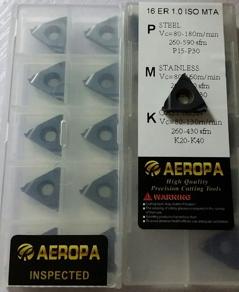 16 Er 1 25 Iso Indexable Tungsten Carbide Threading Lathe Inserts For