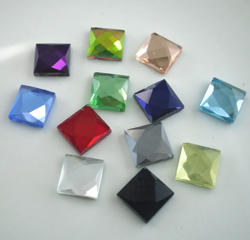 Hight Quality Square Faceted 10mm Colorful Glass Crystal Black Flat ...
