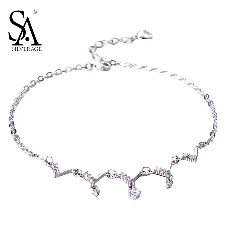 SA SILVERAGE Real 925 Sterling Silver Anklets for Women Fine Jewelry ...