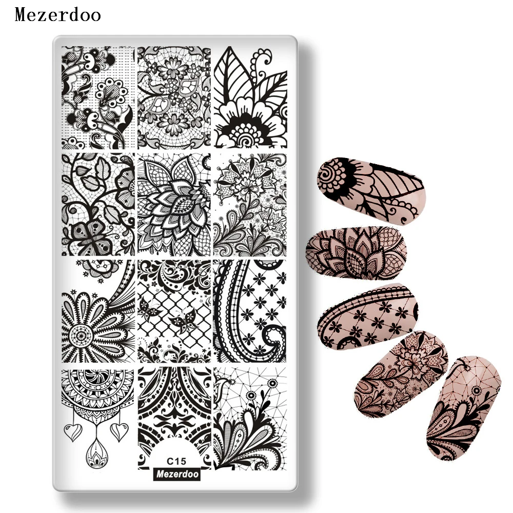 Nail Stamping Plates Lace Flower Nail Art Stamp Stamping Template ...