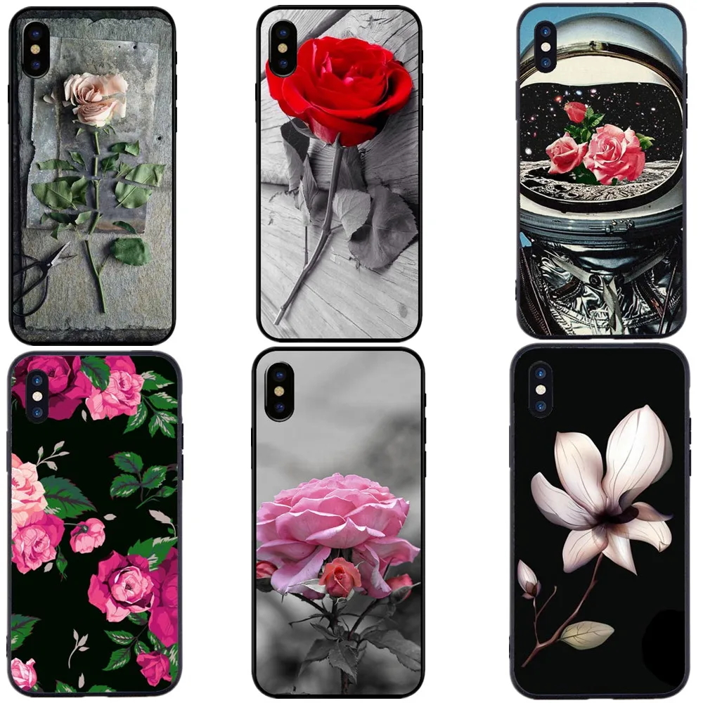 Fashion Relief White Flower Paint Phone Case For iPhone X Vintage Soft ...